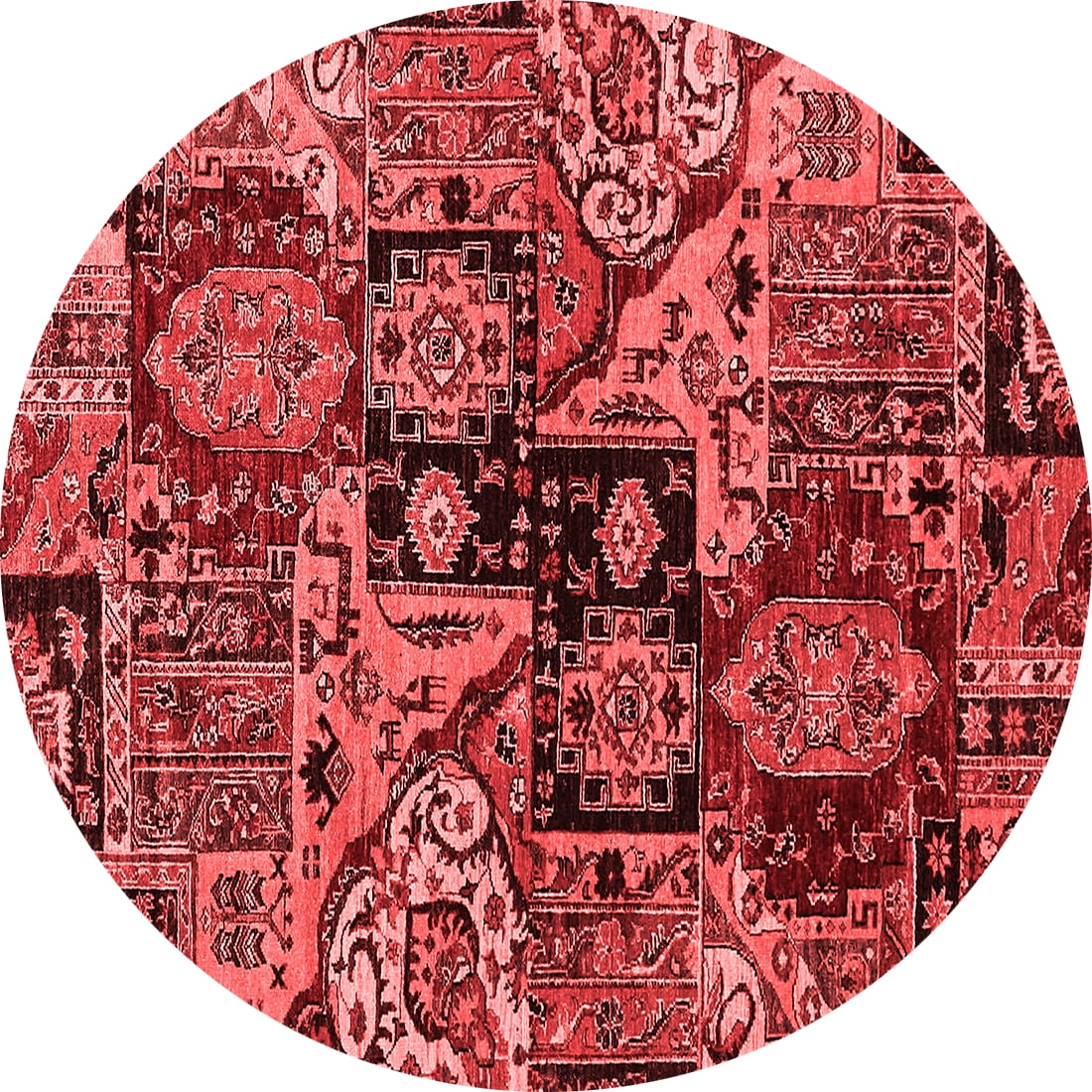 Ahgly Company Indoor Round Abstract Red Modern Area Rugs, 4' Round ...