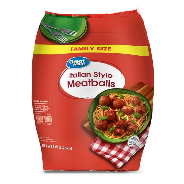 Great Value Italian Style Meatballs, Family Size, 80 oz (Frozen ...