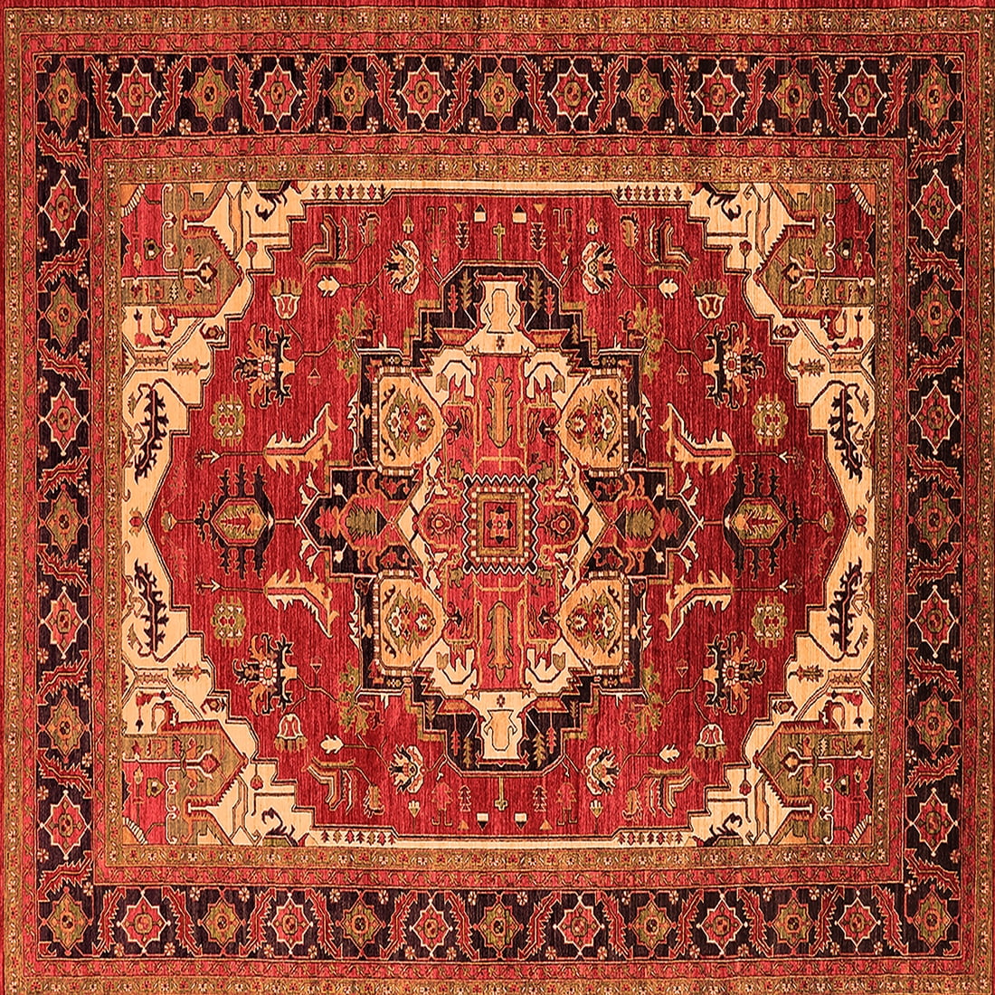 Ahgly Company Indoor Square Persian Orange Traditional Area Rugs, 6 ...