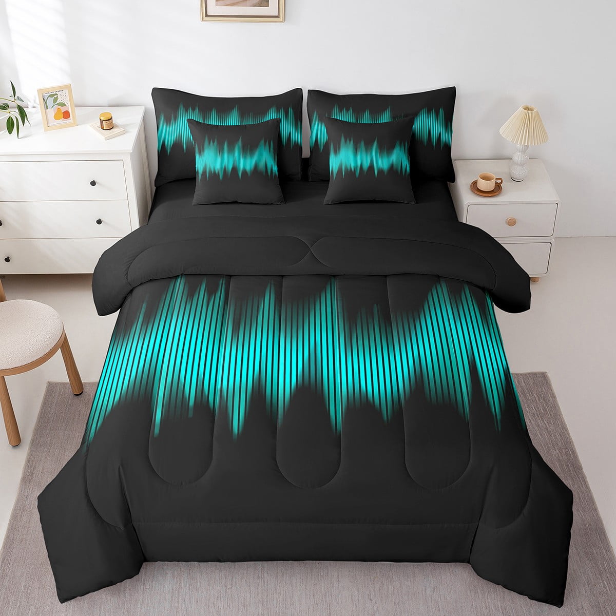 Click here for Yst 7 Piece Teal Ombre Bed In A Bag Queen For Boys... prices