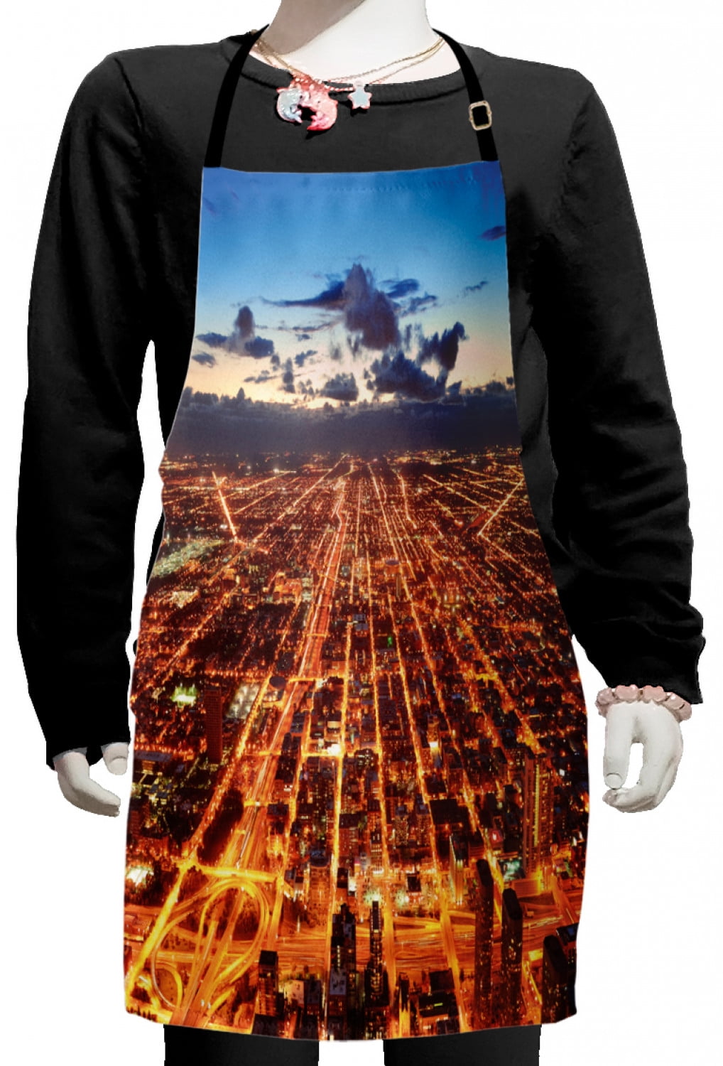 City Kids Apron, Chicago Downtown Skyline Aerial Panorama View at Dusk ...
