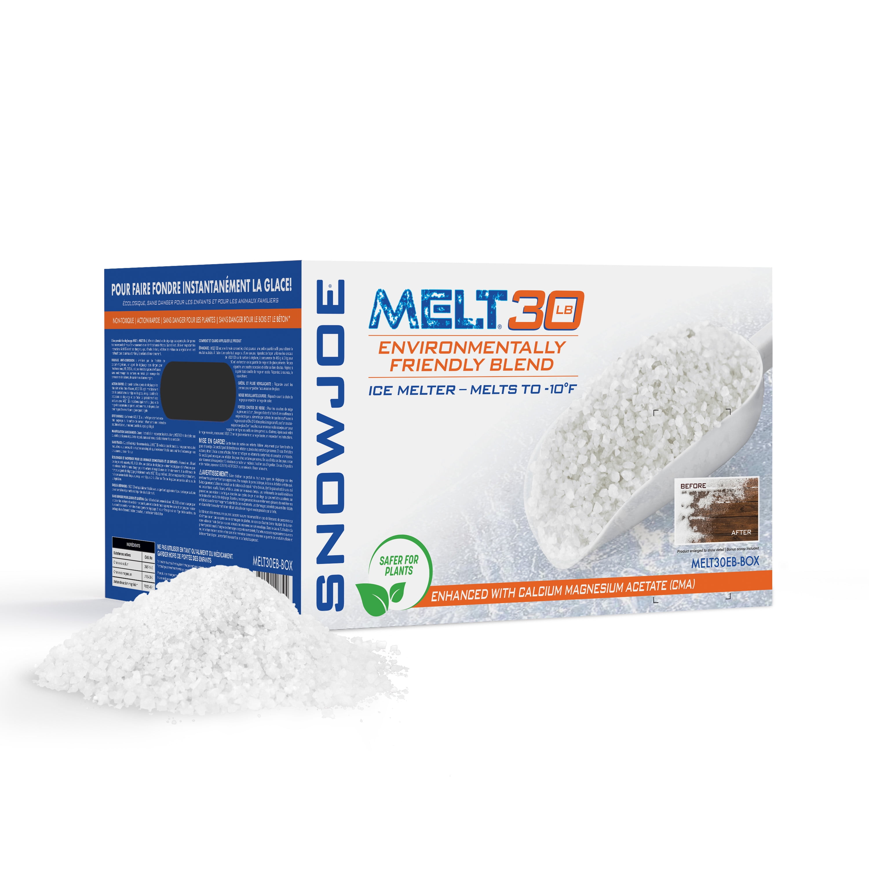 Snow Joe Premium Enviro Blend Ice Melt, 30 lb. Box W/ CMA & Scoop ...