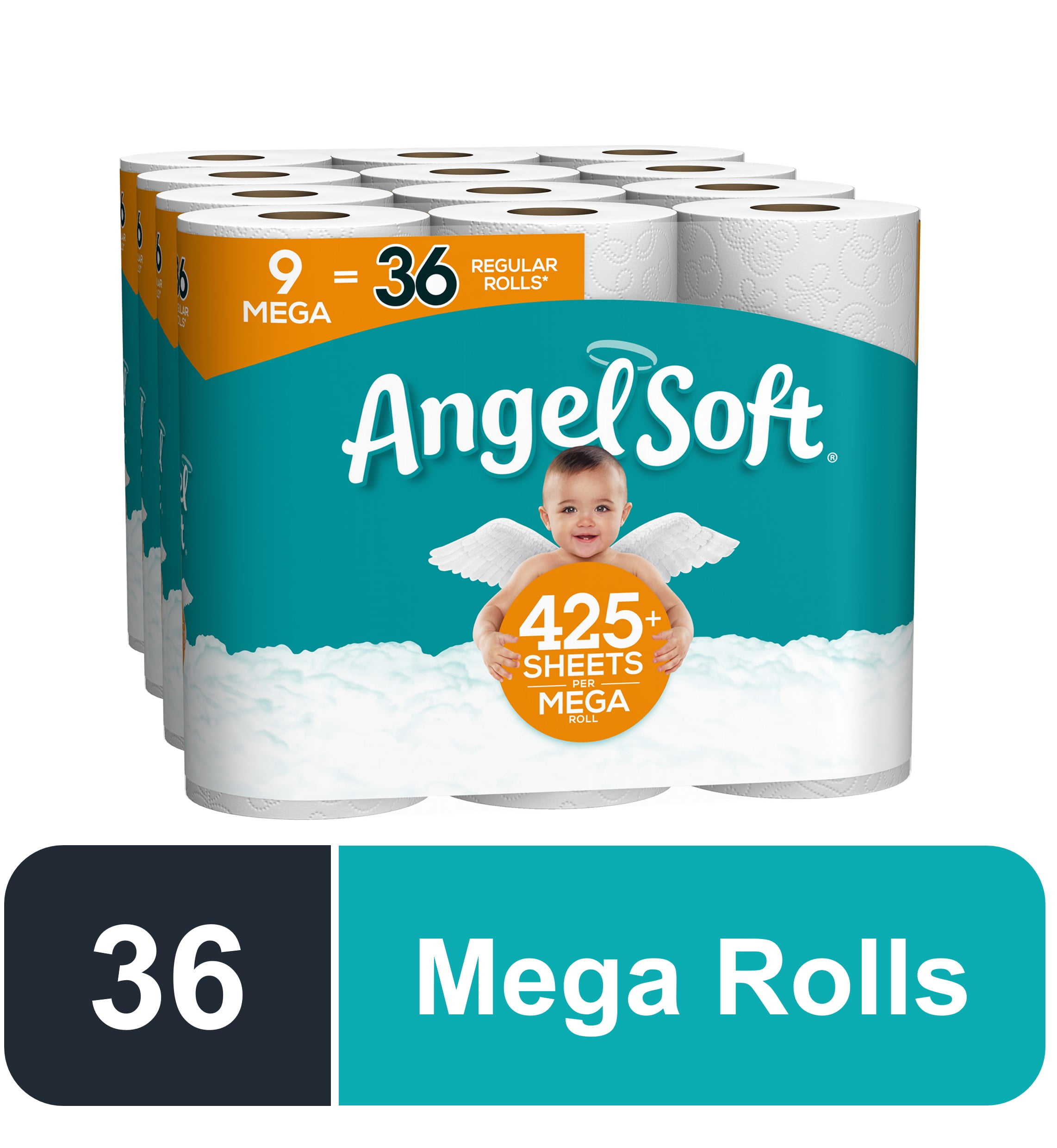 Angel Soft Toilet Paper 36 Mega Rolls 144 Regular Rolls Walmart