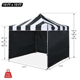 TEXINPRESS 10'x10' Commercial Pop-Up Canopy Tent with Side Walls, Black ...