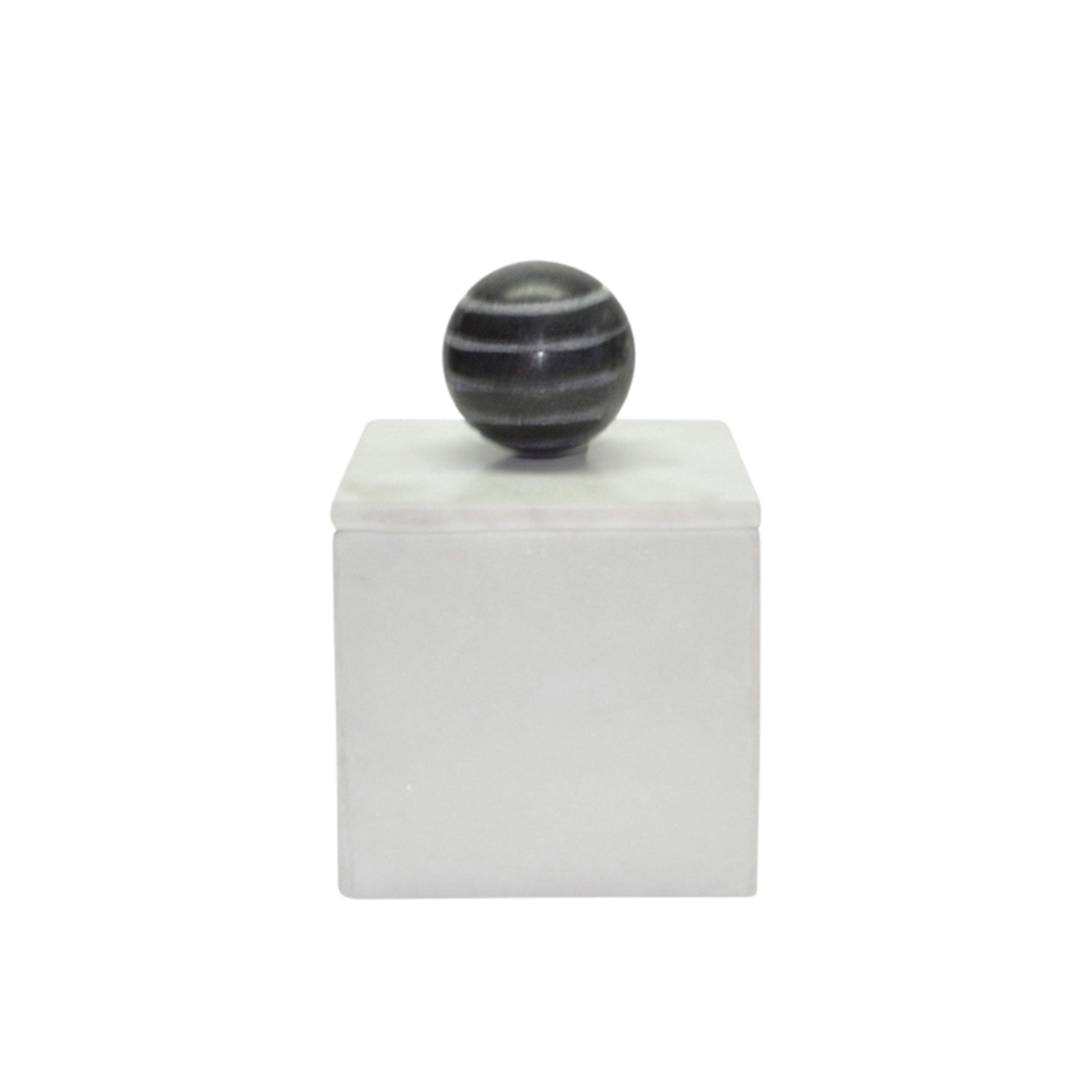 Sagebrook Home Marble, 4X6 Box With Orb, White, Square, Marble ...
