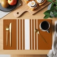 Abstract White Striped Cotton Linen Placemats Set of 1, Simple Brown ...