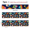 7 Piece Linen Table Runner and Placemats Set, School Fish Ocean ...