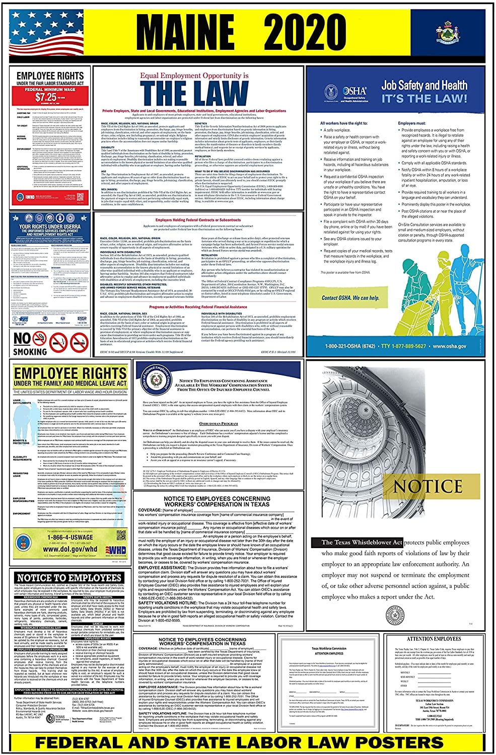 2020 Maine ME State Labor Law Poster State Federal And OSHA 2020-maine-me-state-labor-law-poster-state-federal-and-osha