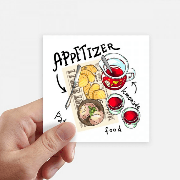 Appetizer Lemonade Steak France Sticker Square Waterproof Stickers ...