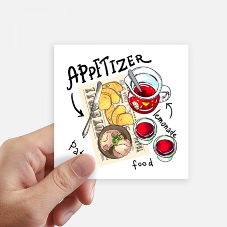 Appetizer Lemonade Steak France Sticker Square Waterproof Stickers ...
