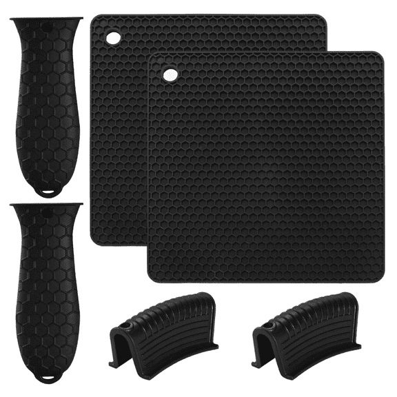 8 Pcs Silicone Pot Holders Set Cast Iron Handle Cover Heat Resistant ...