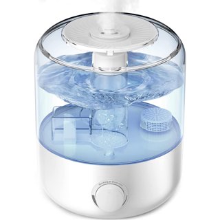 Equate Warm Mist Humidifier, Visible, Filter Free, White & Blue, Top ...