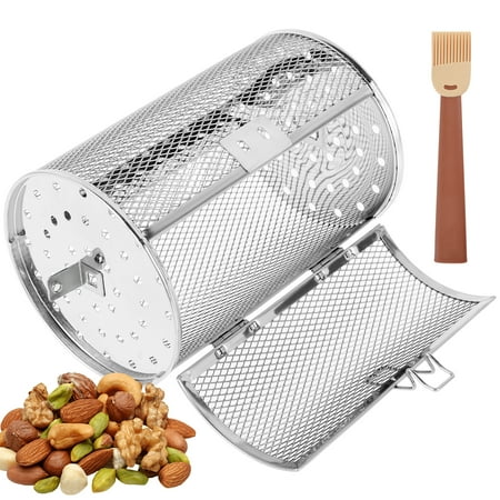Rotisserie Basket 360° Rotating Grill Cage with Silicone Brush ...