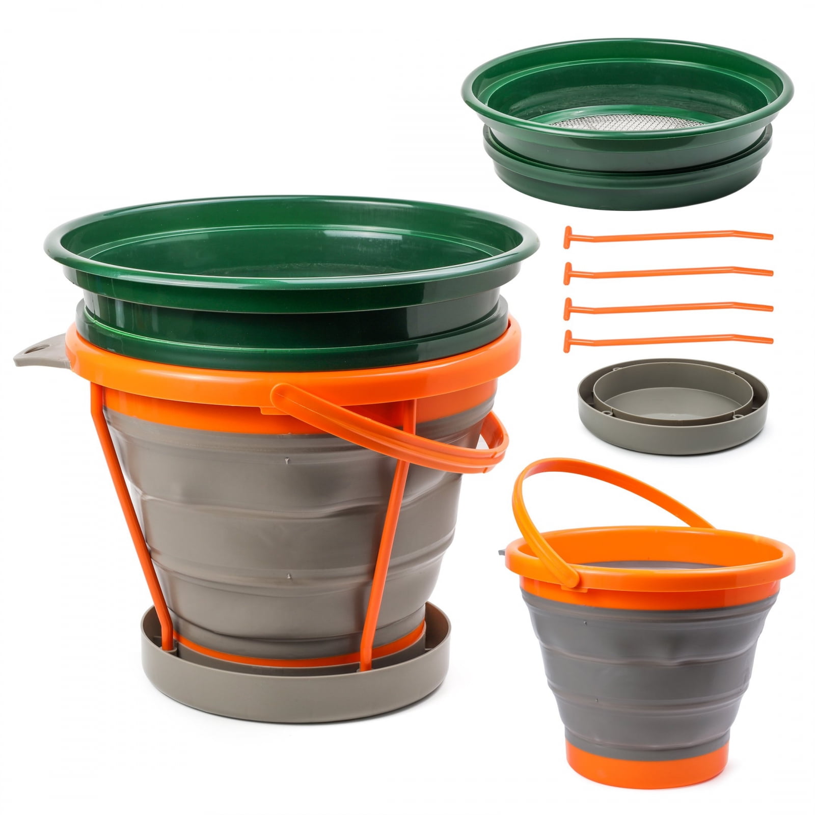 ASR Outdoor 10L Collapsible Bucket and Stand with Sifter Classifier ...