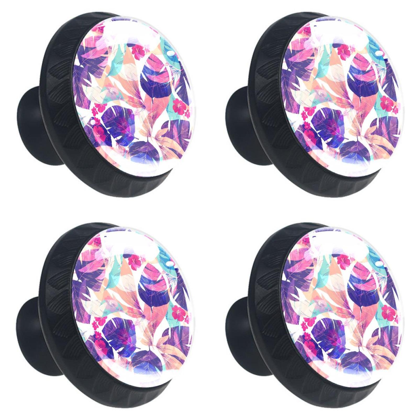 4 Pcs Colorful Floral Knobs for Kitchen Cabinet Cupboard Dresser Bookcase Drawer Pulls Handles ...