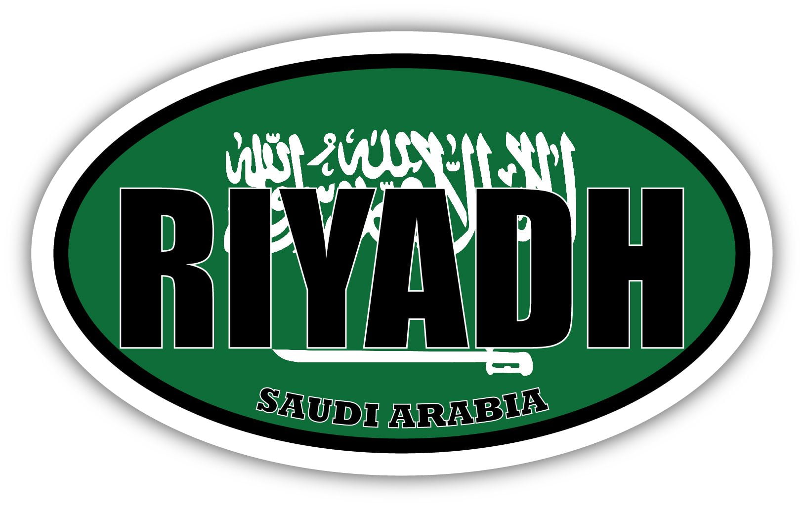 Riyadh Saudi Arabia Flag Oval Decal Vinyl Bumper Sticker 3x5 inches ...