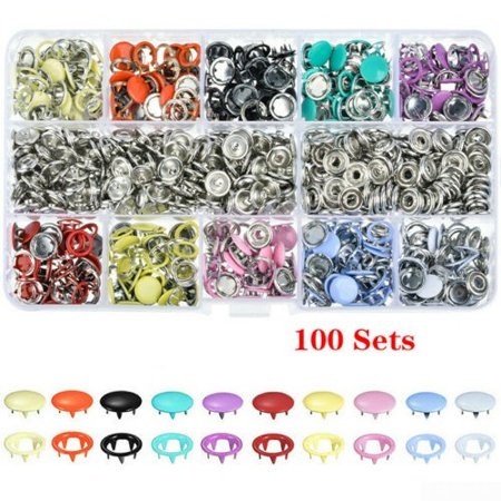 Metal Clothes Sewing Buttons Prong Ring Press Studs Snap Fasteners ...
