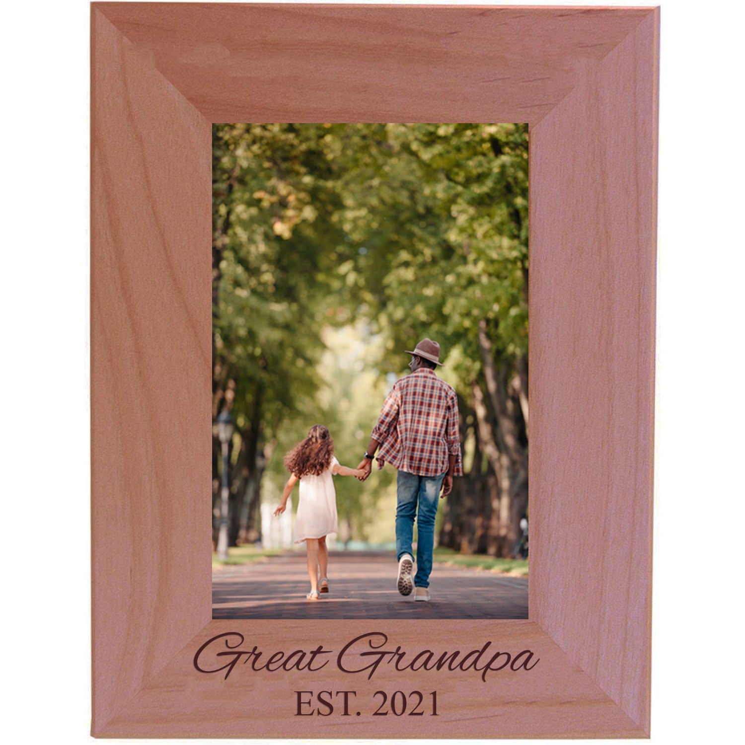 Great Grandpa Established Est. 2021 Engraved Alder Wood Picture Frame ...