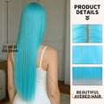 Blue Long Straight Hair Wigs for Women with Center Parted Bangs - High ...
