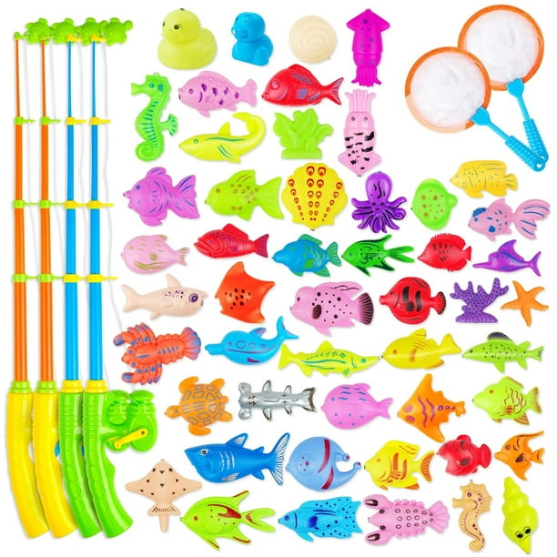 Magnetic Fishing Game Water Toy - 4 Fishing Poles with Working Reels, 2 ...