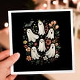 3drose, Six Ghosts, Flowers, Bat on Black. Awesome Halloween Art Gift ...