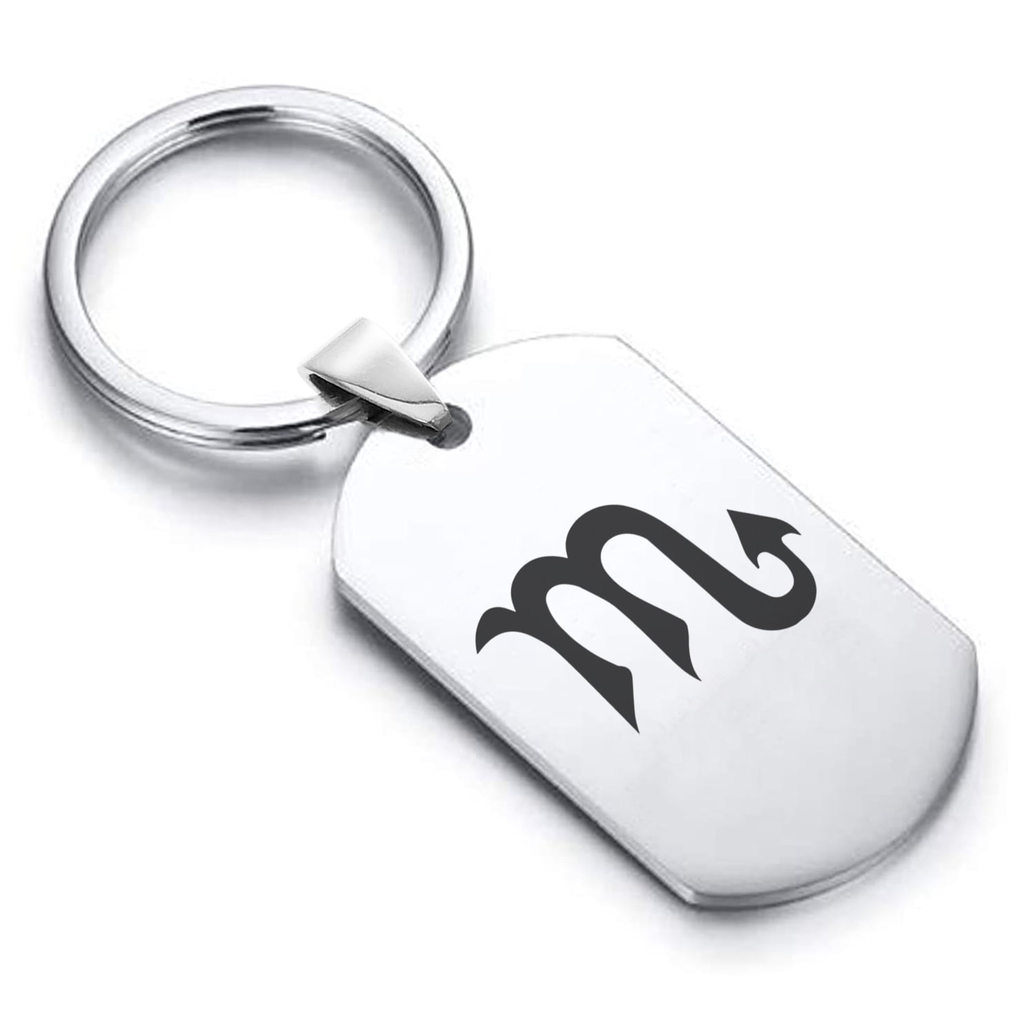 Stainless Steel Scorpio Zodiac Sign (Scorpion) Dog Tag Keychain Circle ...