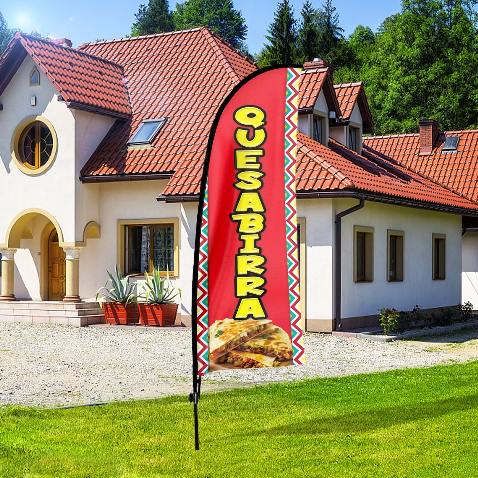 QSUM Queabirra Sign Feather Flag with Pole Kit,7FT Queabirra Decoration ...