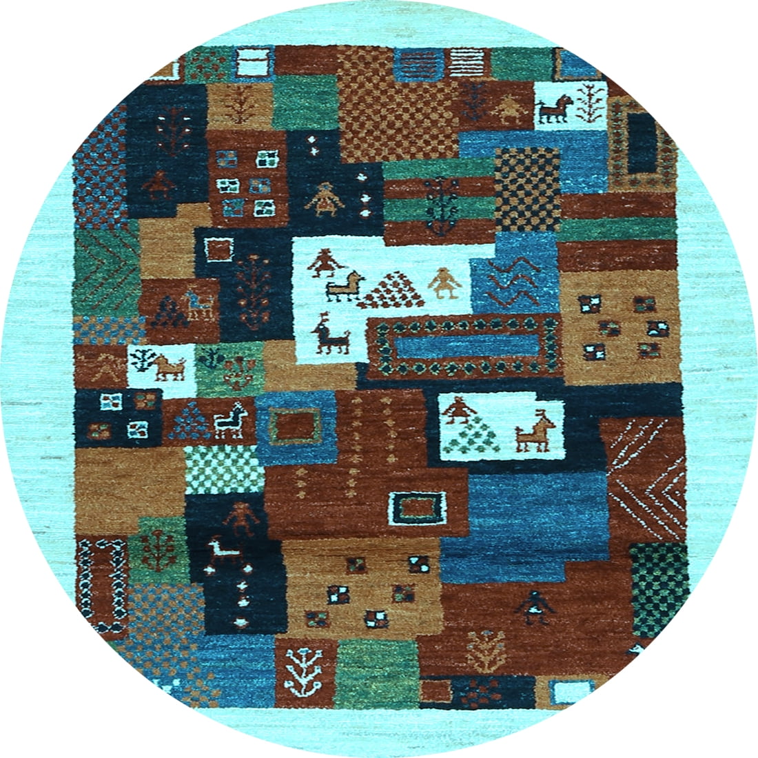 Ahgly Company Indoor Round Abstract Light Blue Contemporary Area Rugs ...