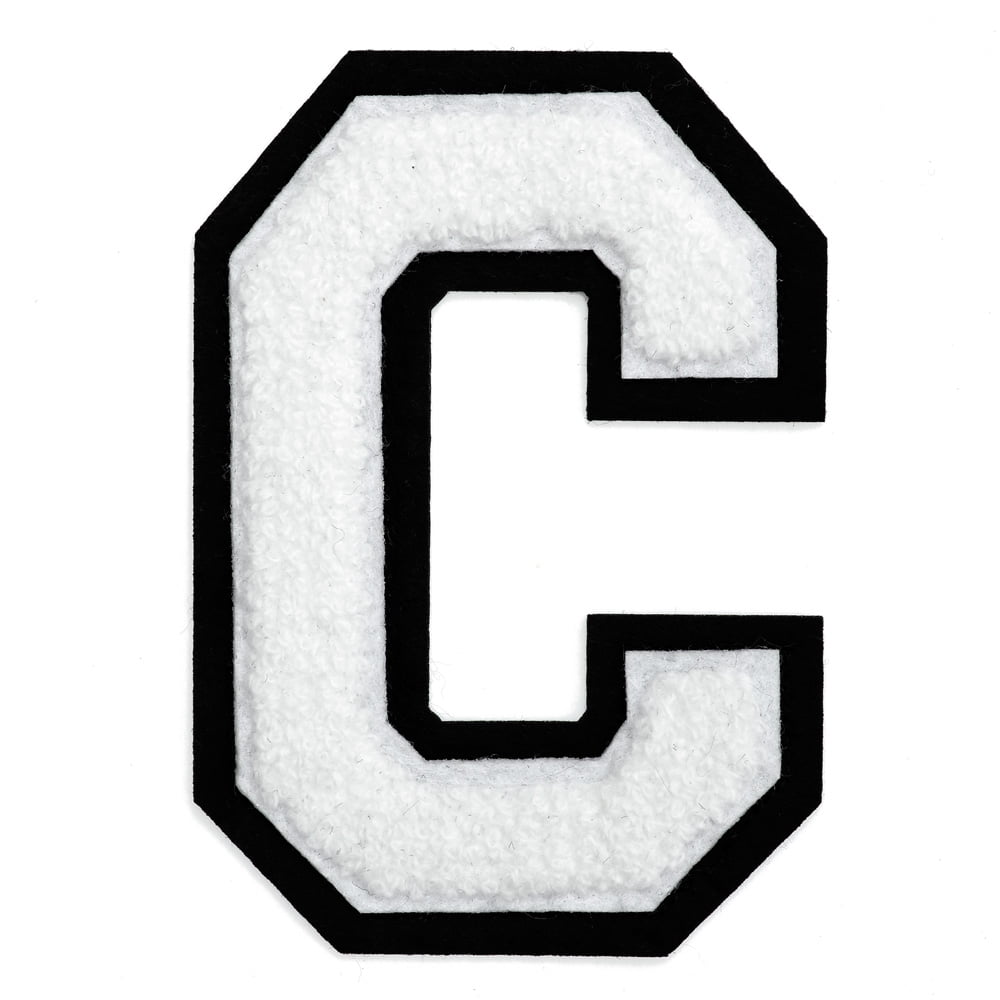 Chenille Stitch Varsity Iron-On Patch by pc, 4-1/2", White/Black, TR-11648 (Letter C) - Walmart.com