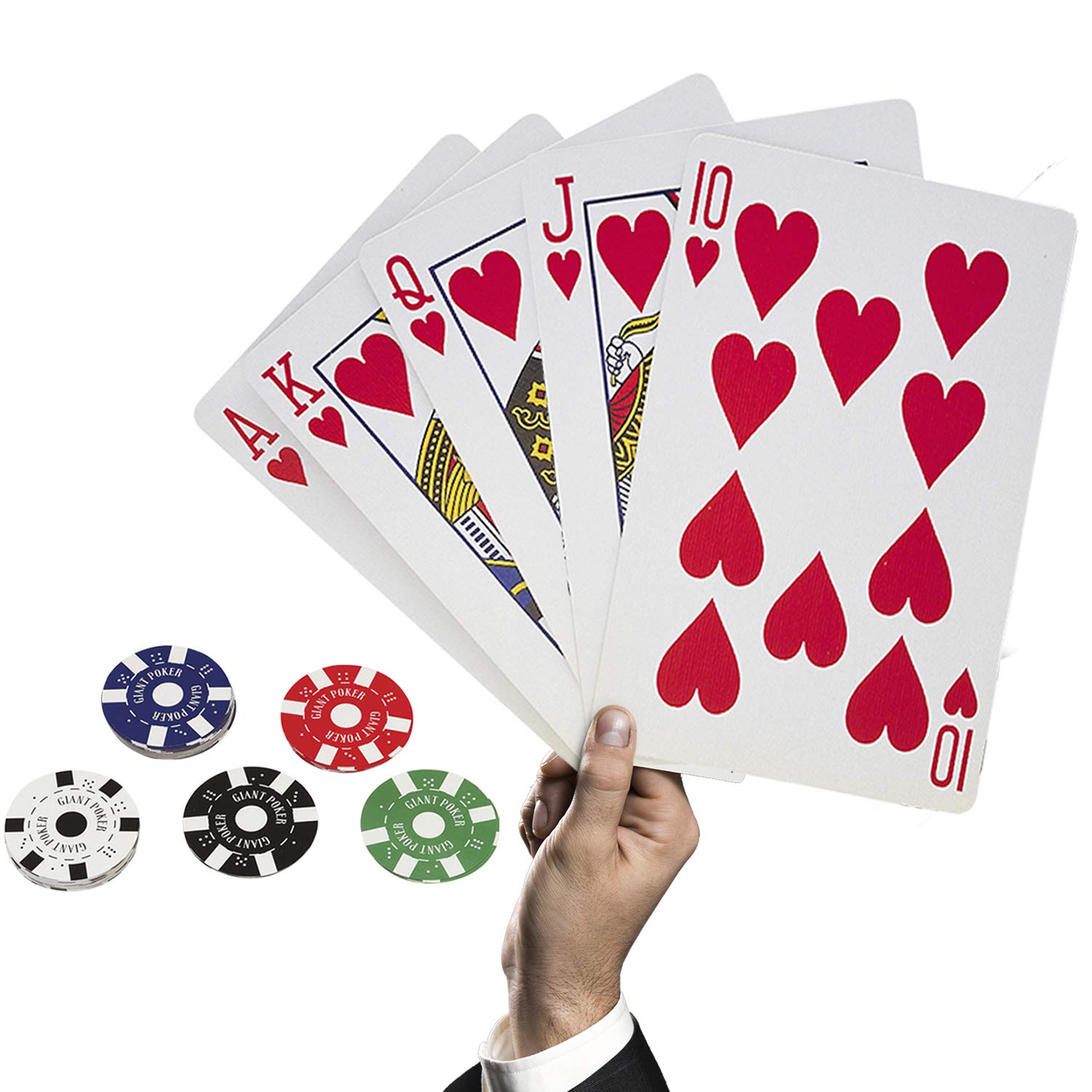 54 Giant Jumbo Playing Cards Set With Extra Large 108 Poker Chips Fun 54 Giant Jumbo Playing Cards Set With Extra Large 108 Poker Chips Fun