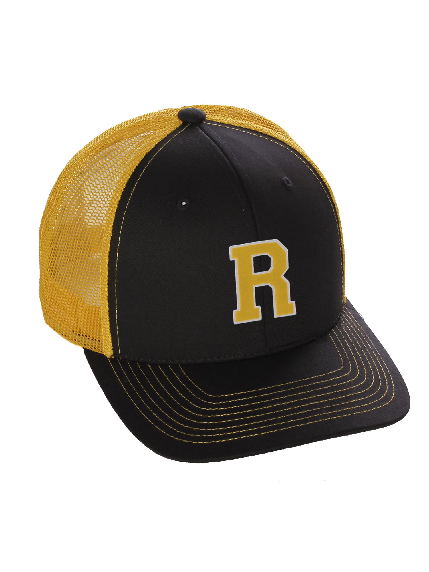 Structured Trucker Mesh Hat Custom Colors Letter R Initial Baseball Mid ...