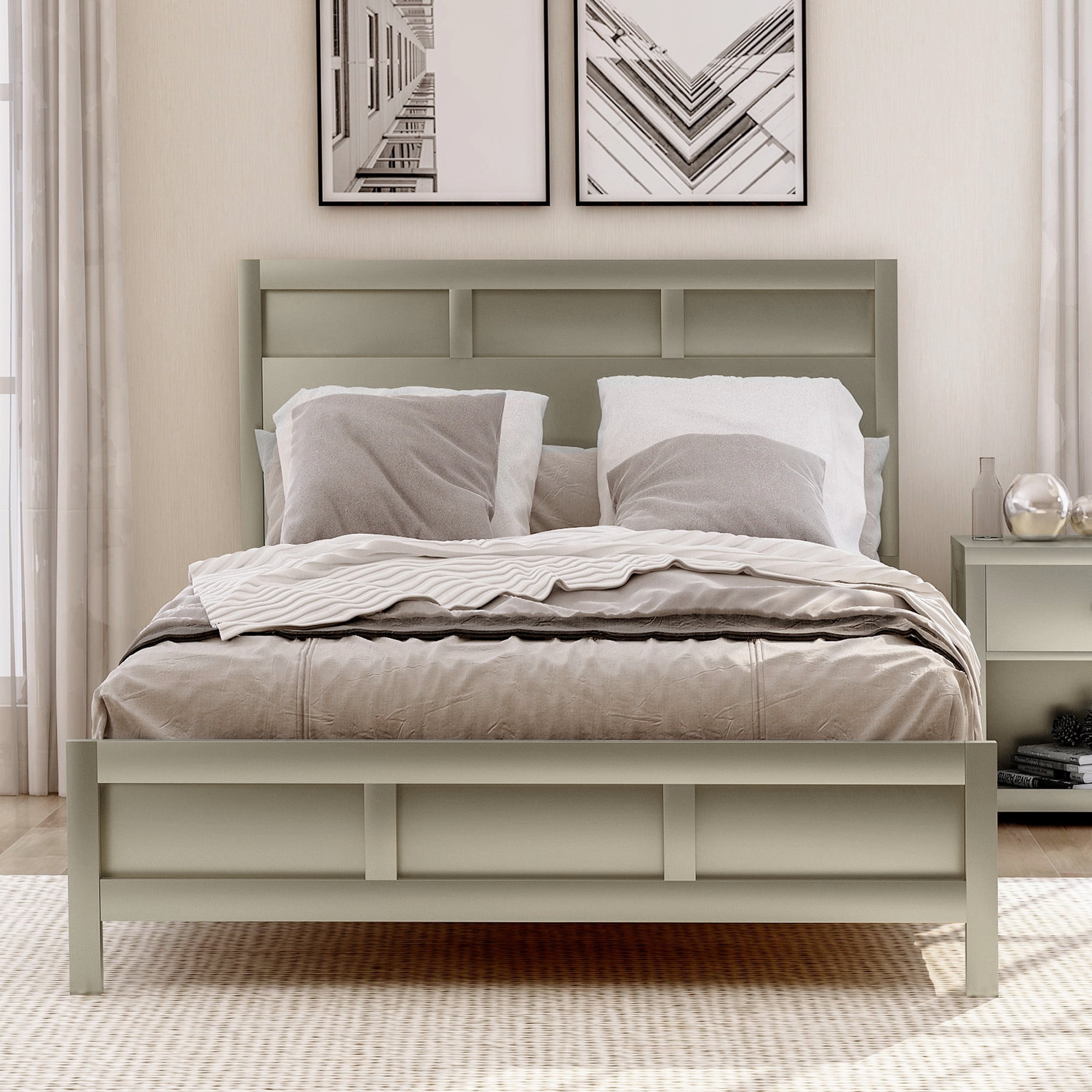 Veryke Modern 6-Piece Platinum Silver Bedroom Sets with Platform Beds ...