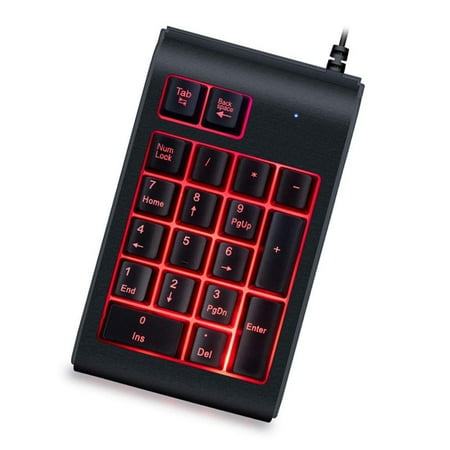 pitrice 19 Keys Backlit USB Wired Number Keyboard Waterproof Number Pad Numeric Keypad Mini ...
