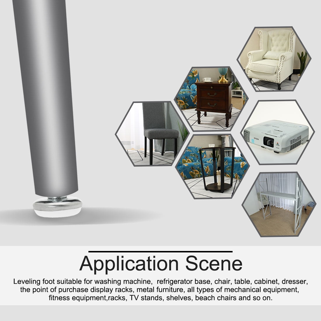 M8 x 25 x 30mm Furniture Leveling Feet Adjustable Leveler for Chair Leg ...