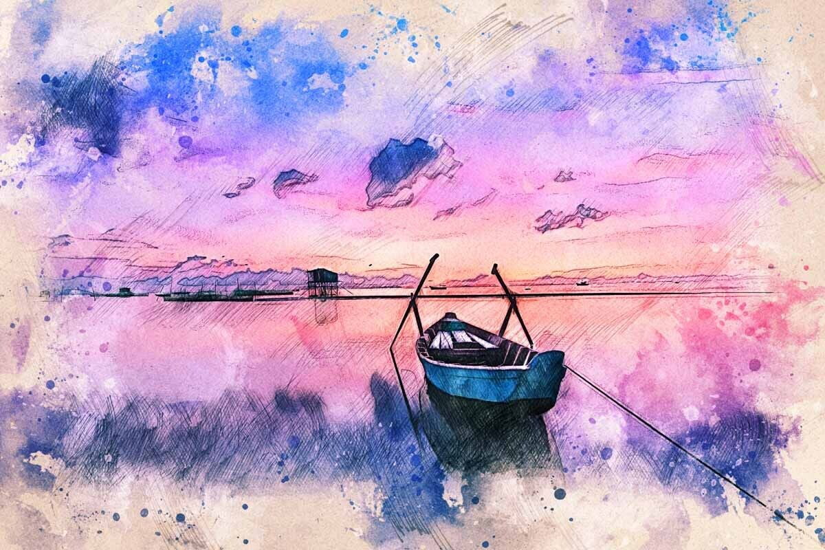 sunset-and-boat-canvas-or-print-wall-art-walmart