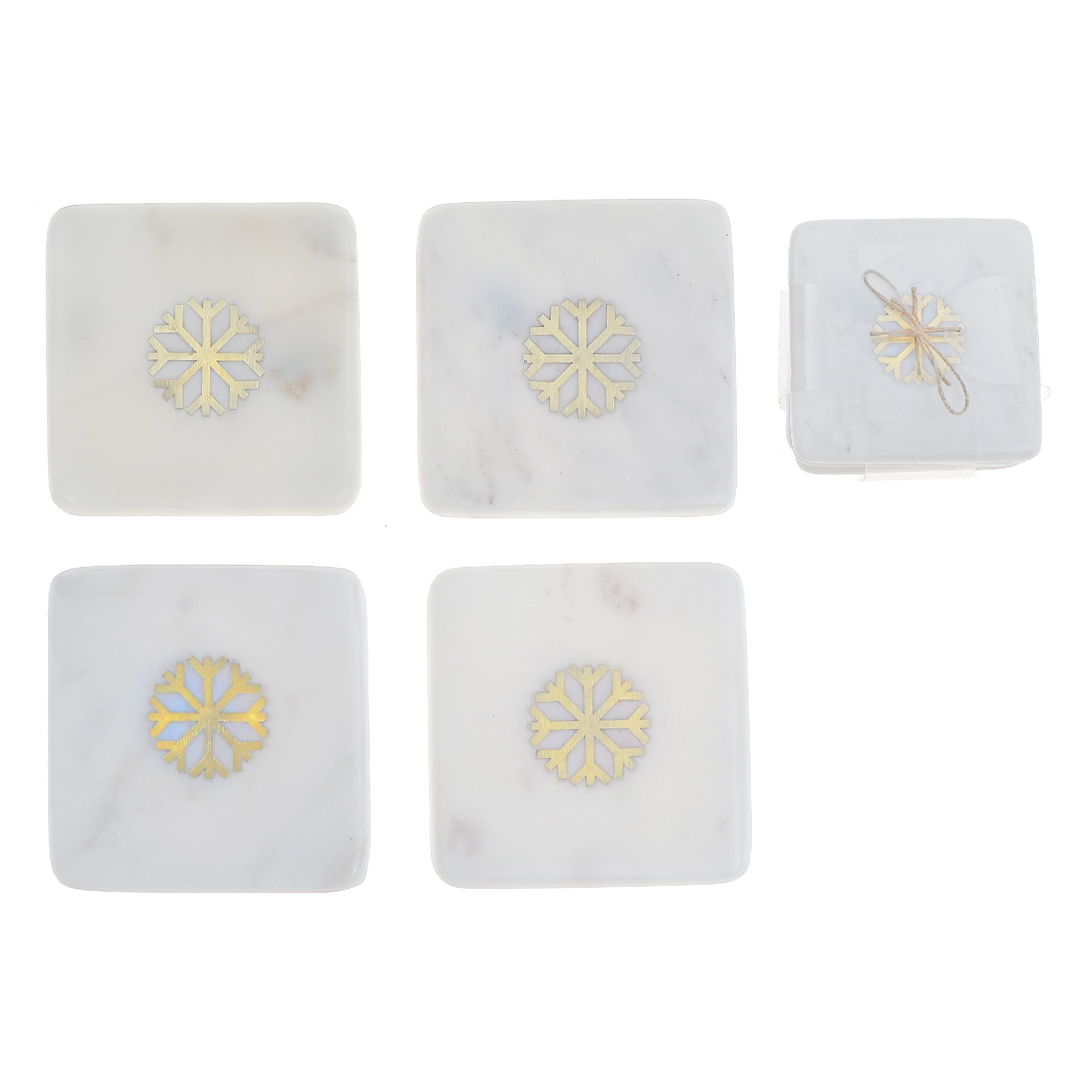 Click here for Ih Casadécor 4pc White Marble Square Coaster W/ Sn... prices