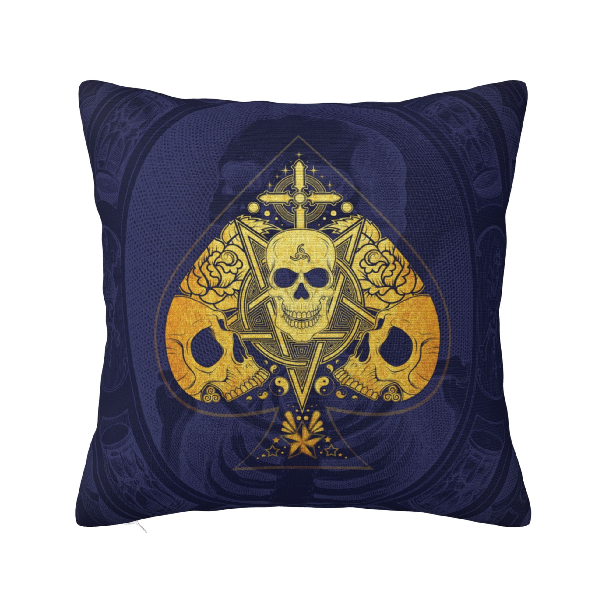 ZICANCN Ace Poke Skull Symbol Pattern Throw Pillow Covers, Bed Couch ...