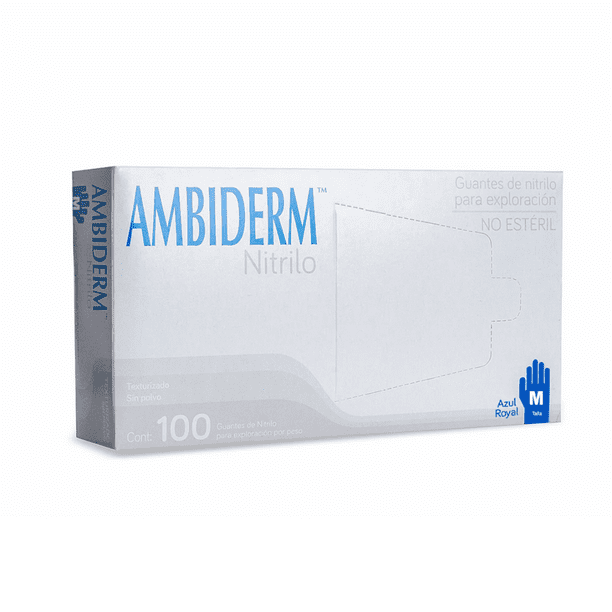 Guante de Nitrilo Ambiderm Azul Royal Talla M Caja 100 Pz | Walmart en ...