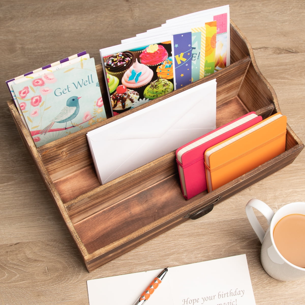 Cheungs Letter Organizer, Vintage Decor for Office Desktop, Brown Wood ...