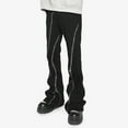 Mens Hop Zipper Split High Street Trend Slit Micro Stretch Wide Leg Design Pants Jeans