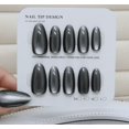 Homlyo Black Cat Eye Press On Nails, Medium Almond Shaped Metallic Fake ...