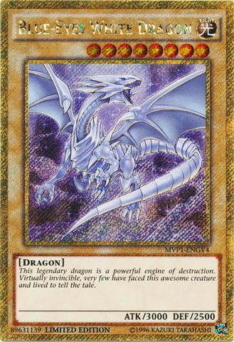 Yu-gi-Oh - Blue-Eyes White Dragon - MVP1-ENgV4 - Gold Secret Rare - Limited Edition - The Dark ...