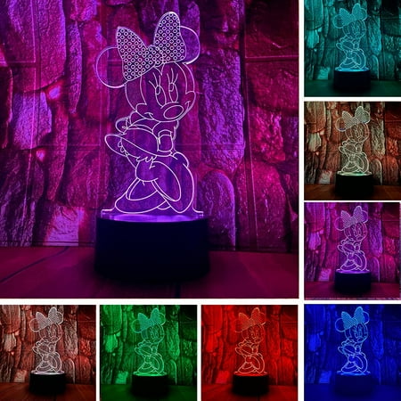 Anime Figure Charming Mickey Minnie Mouse Mice 3D LED Optical Illusion ...