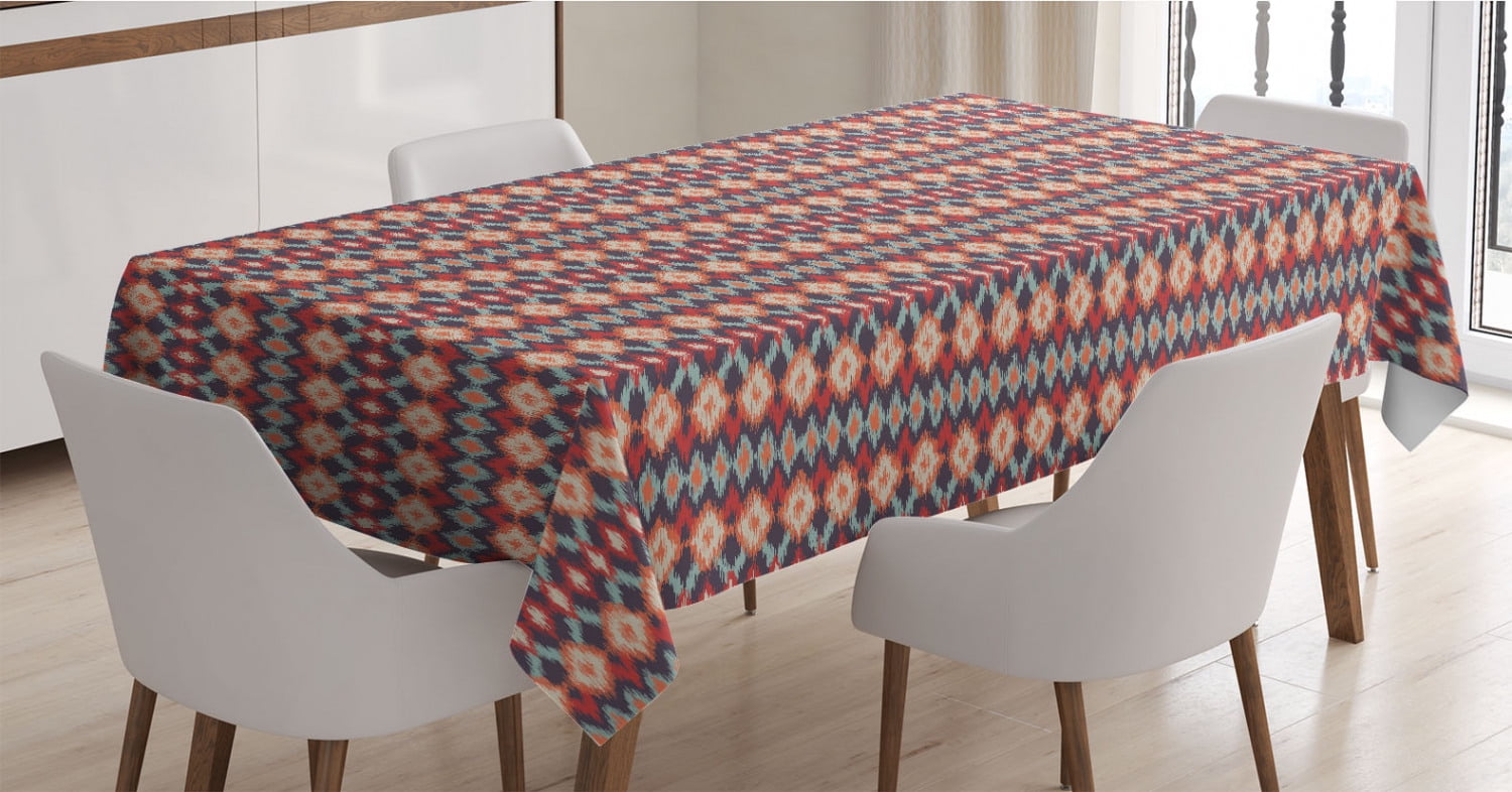 Ikat Tablecloth, Indigenous Civilizations Ornamental Abstract Rhombus ...