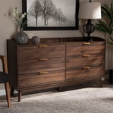 Bowery Hill Mahogany Finish Mid-Century 6-Drawer Wood Dresser - Walmart.com