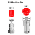 B 3/4 Hydraulic Quick Coupler Male Dust Cap and Female Plug Cover, Fits ...