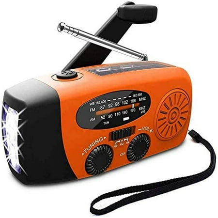 Emergency Solar Radio, Self-Powered Crank Radio with LED Flashlight, AM ...