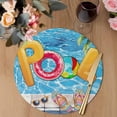 Blue Summer Pool Round Placemats Set of 6, Braided Polypropylene Place ...