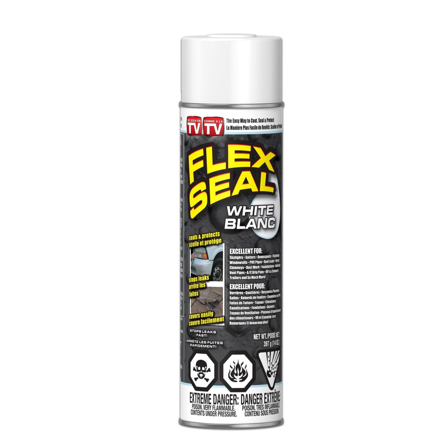 FLEX SEAL SPRAY WHITE 14 OZ LIQUID RUBBER SEALANT COATING, STOP LEAKS ...