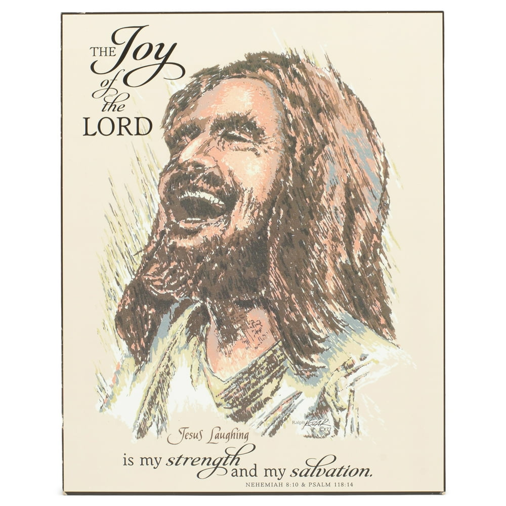 The Joy Of The Lord Laughing Jesus Artistic Brushed 8 x 10 Wood Wall ...